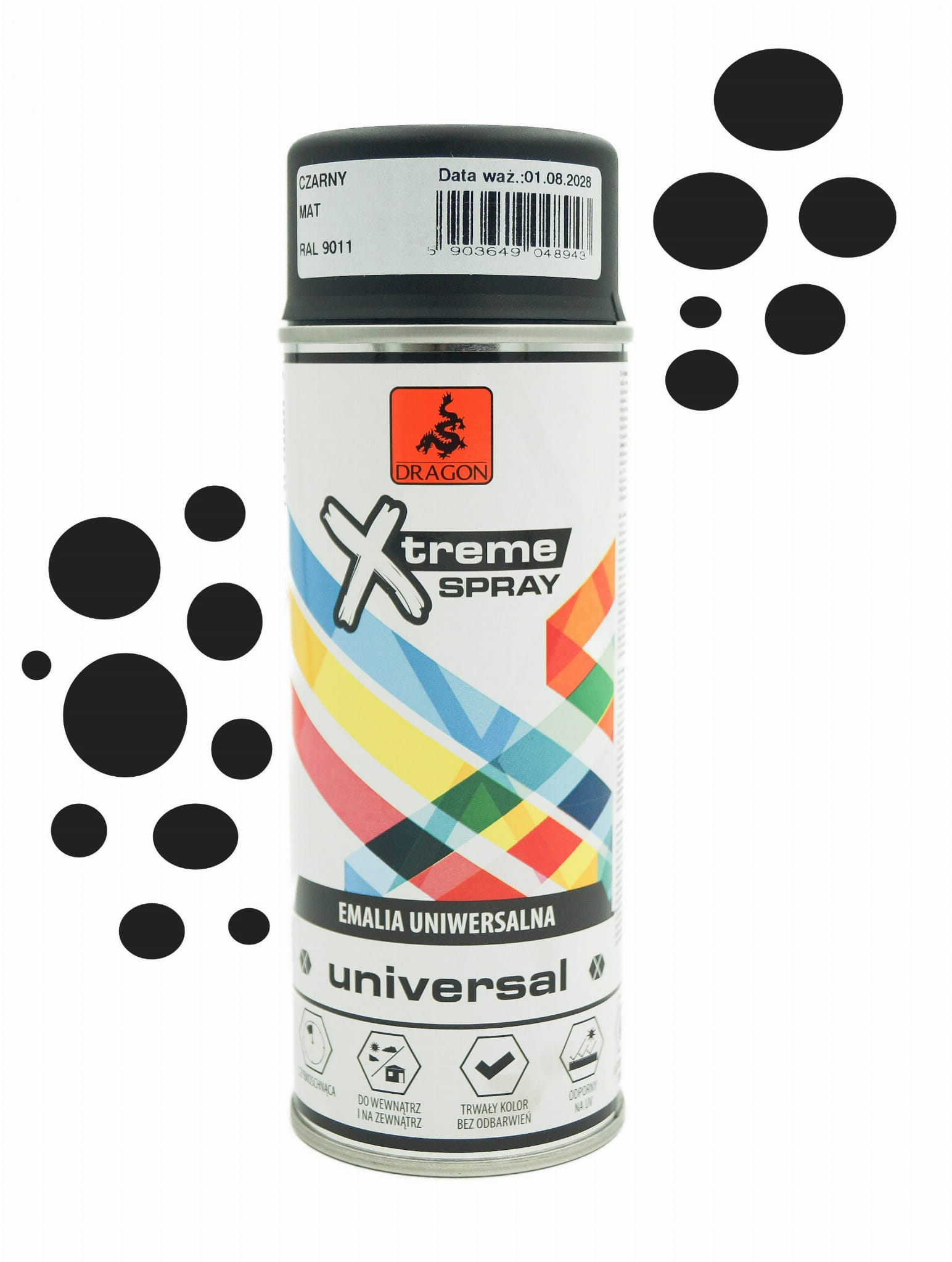 Dragon Spray Emalia Uniwersalna W Aerozolu Czarny Matowy RAL 9011 400ml ...